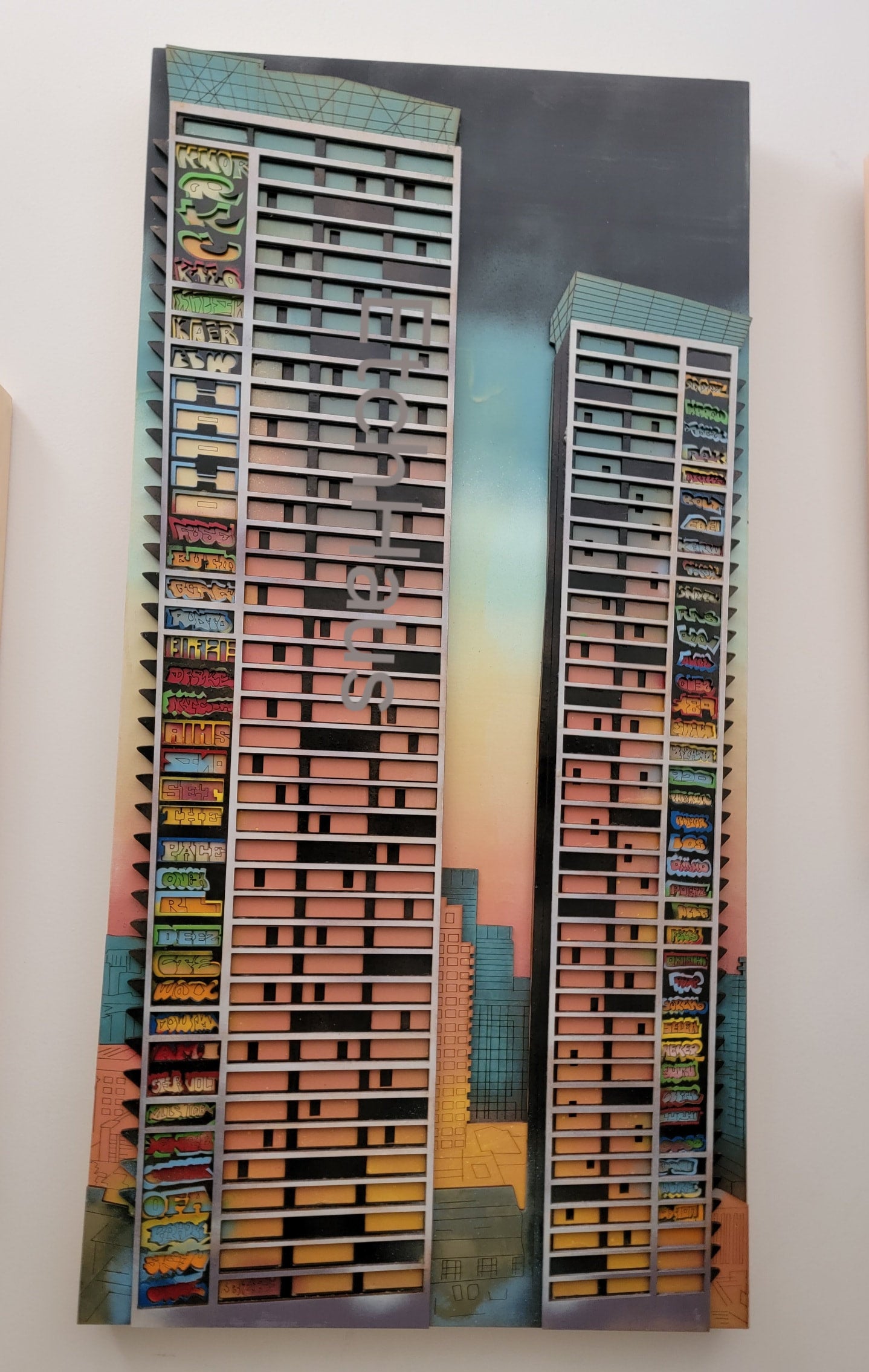 Graffiti Towers. DTLA 20"x10" SOLD | EtchHaus